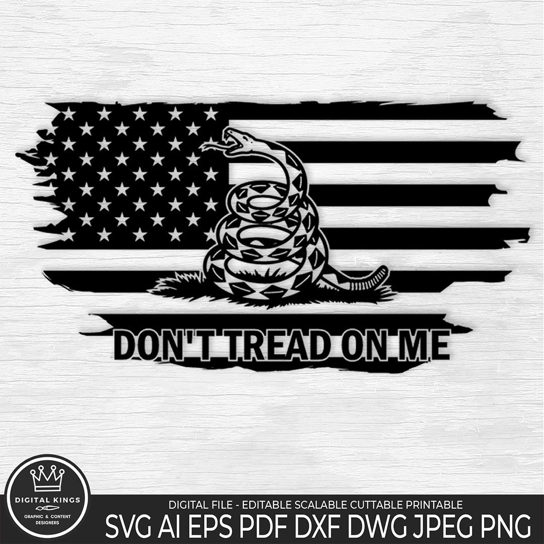 DON'T Tread on Me Svg US Distressed Flag, Don't Tread on Me Png Gadsden ...