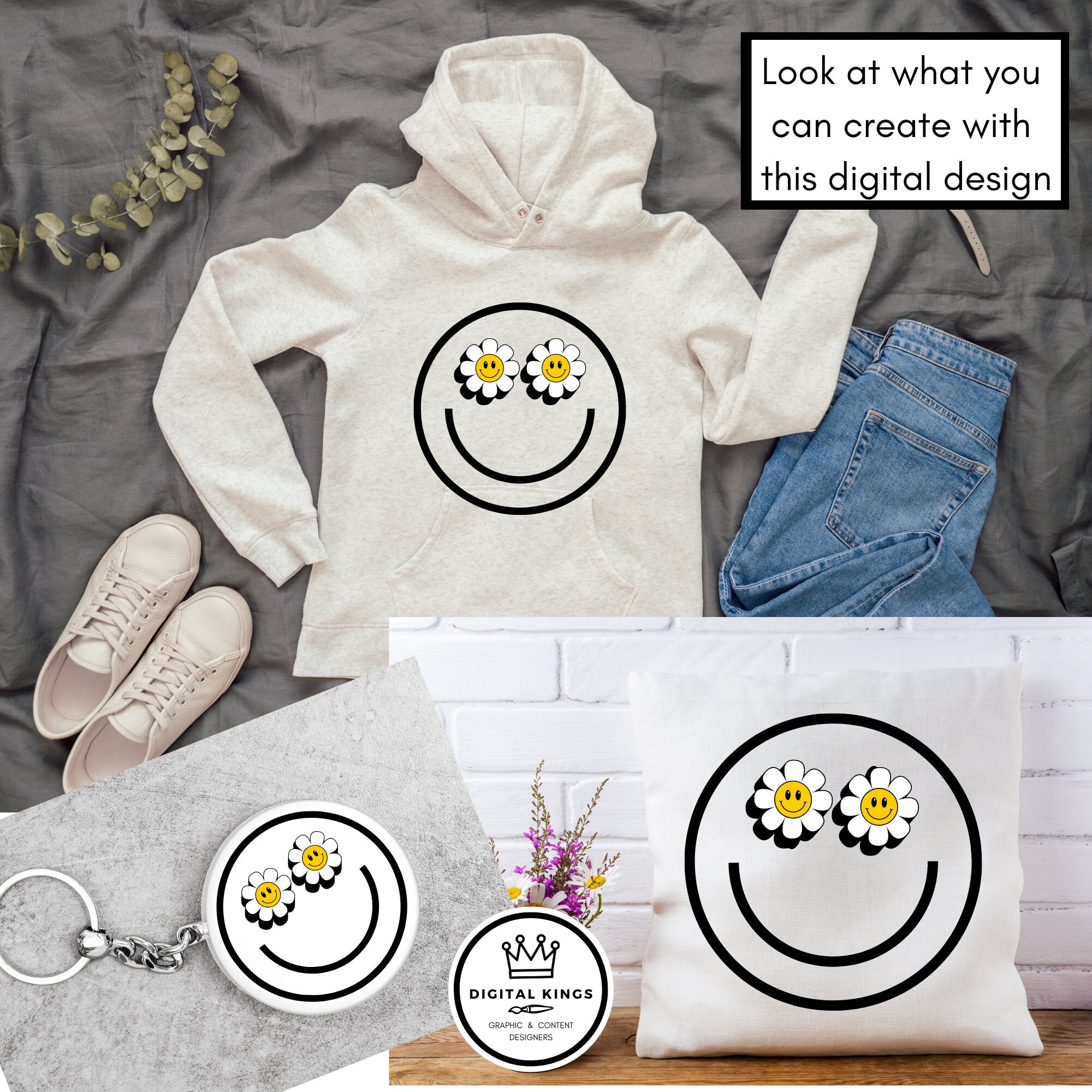 Daisy Eye SMILE Face Svg Smiley FACE Svg Spring Face Png Clipart Vector ...