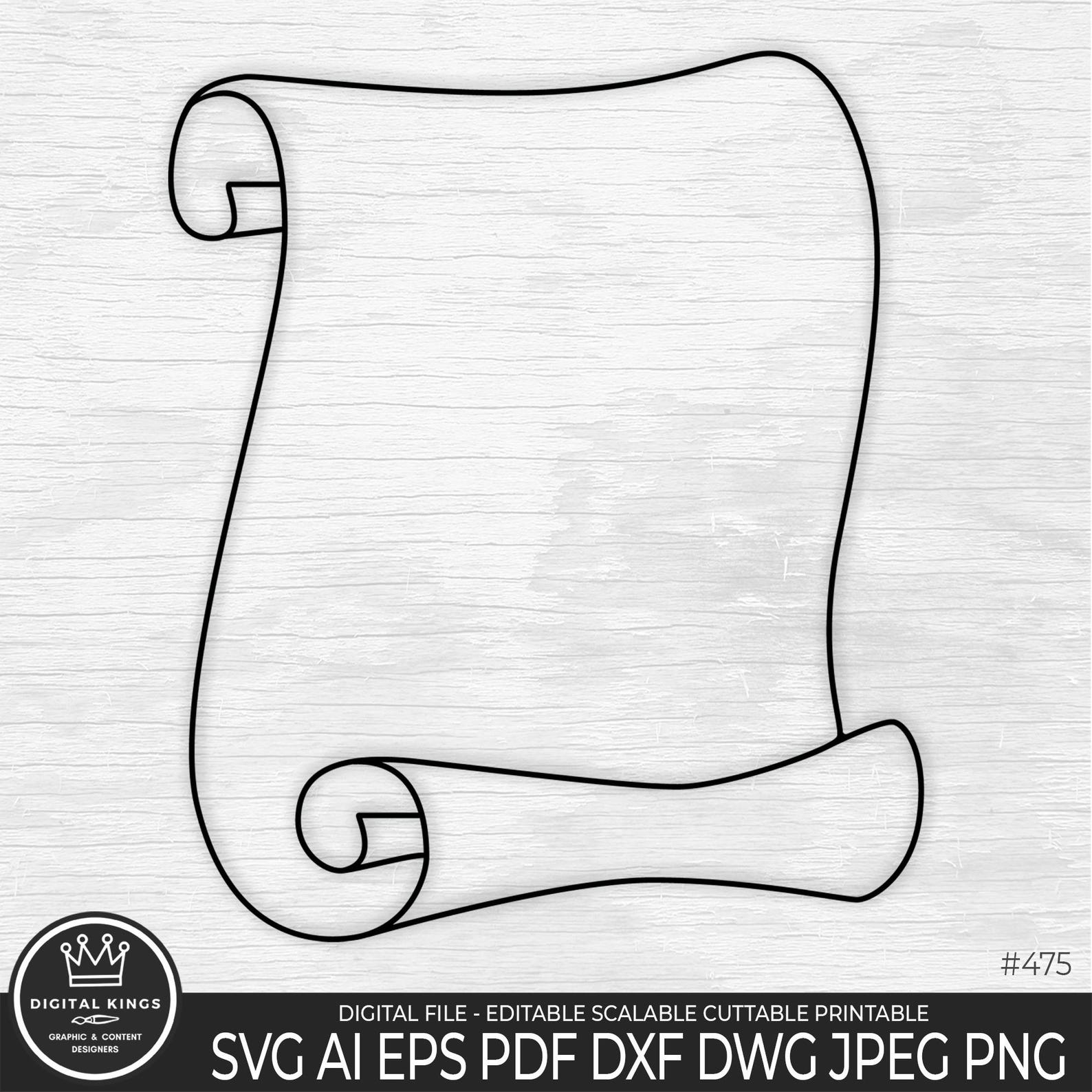 SCROLL PAPER Svg, Vintage Paper File, Unrolled Paper Sheet Clipart ...