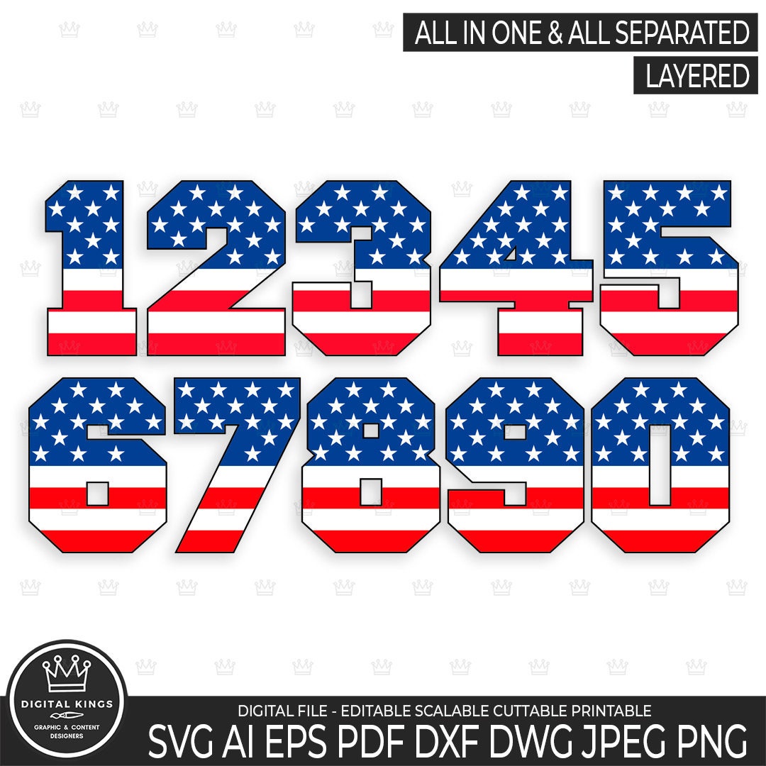 American Numbers SVG Layered File USA Numbers Svg Files for Cricut ...