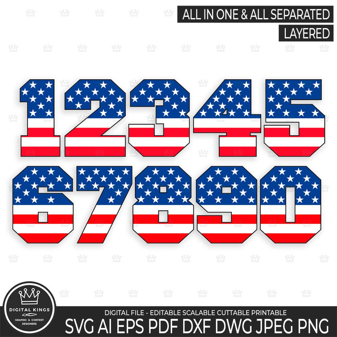 American Numbers SVG Layered File USA Numbers Svg Files for Cricut ...
