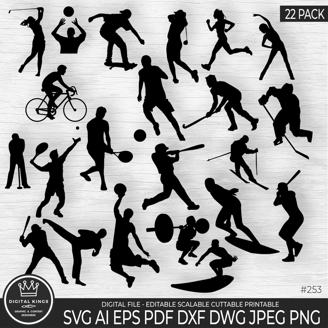 Sport Silhouettes Svg Bundle Files, Sports Png Sports Clip Art Sports ...