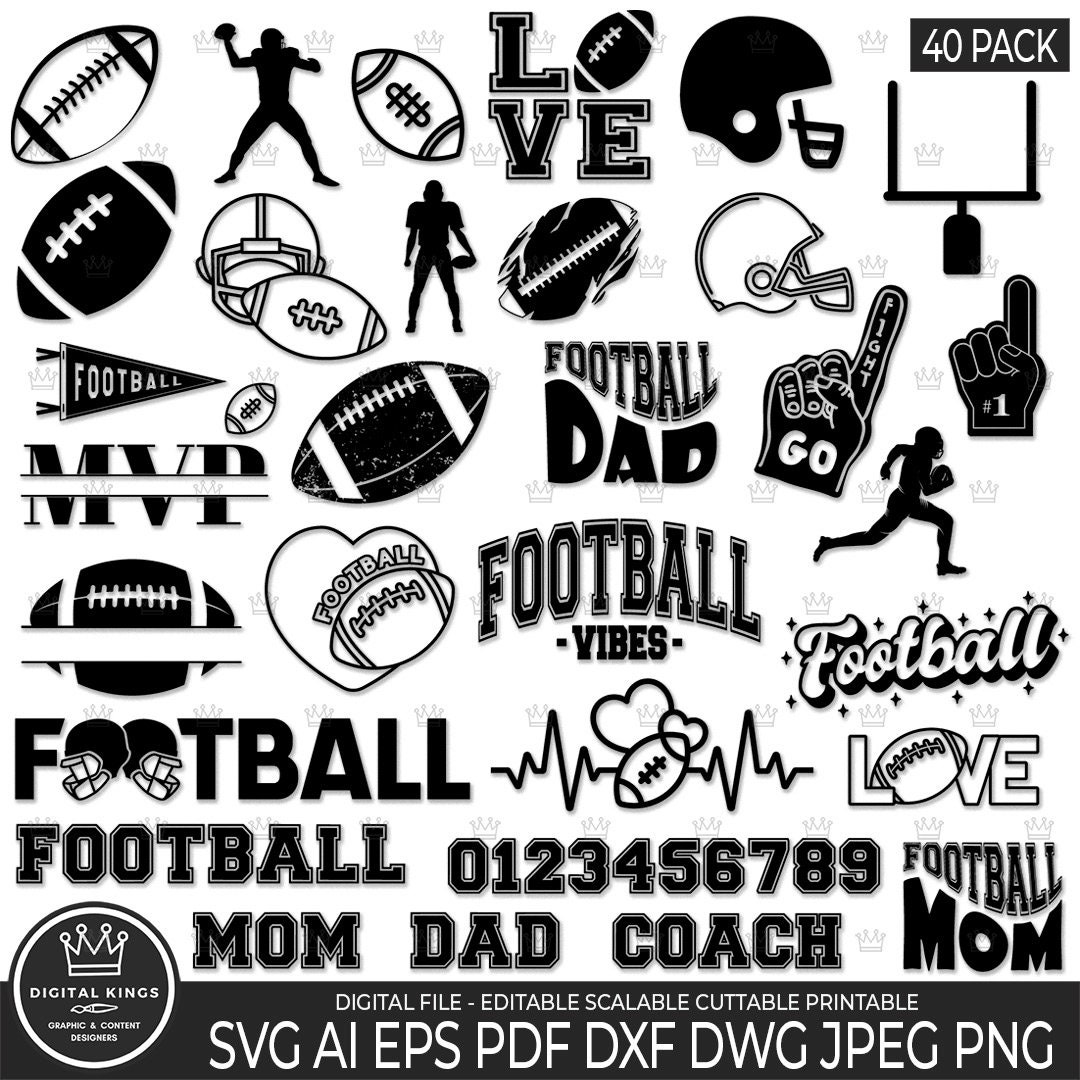 FOOTBALL Bundle Svg Football Clipart Football Png American Football Cut ...