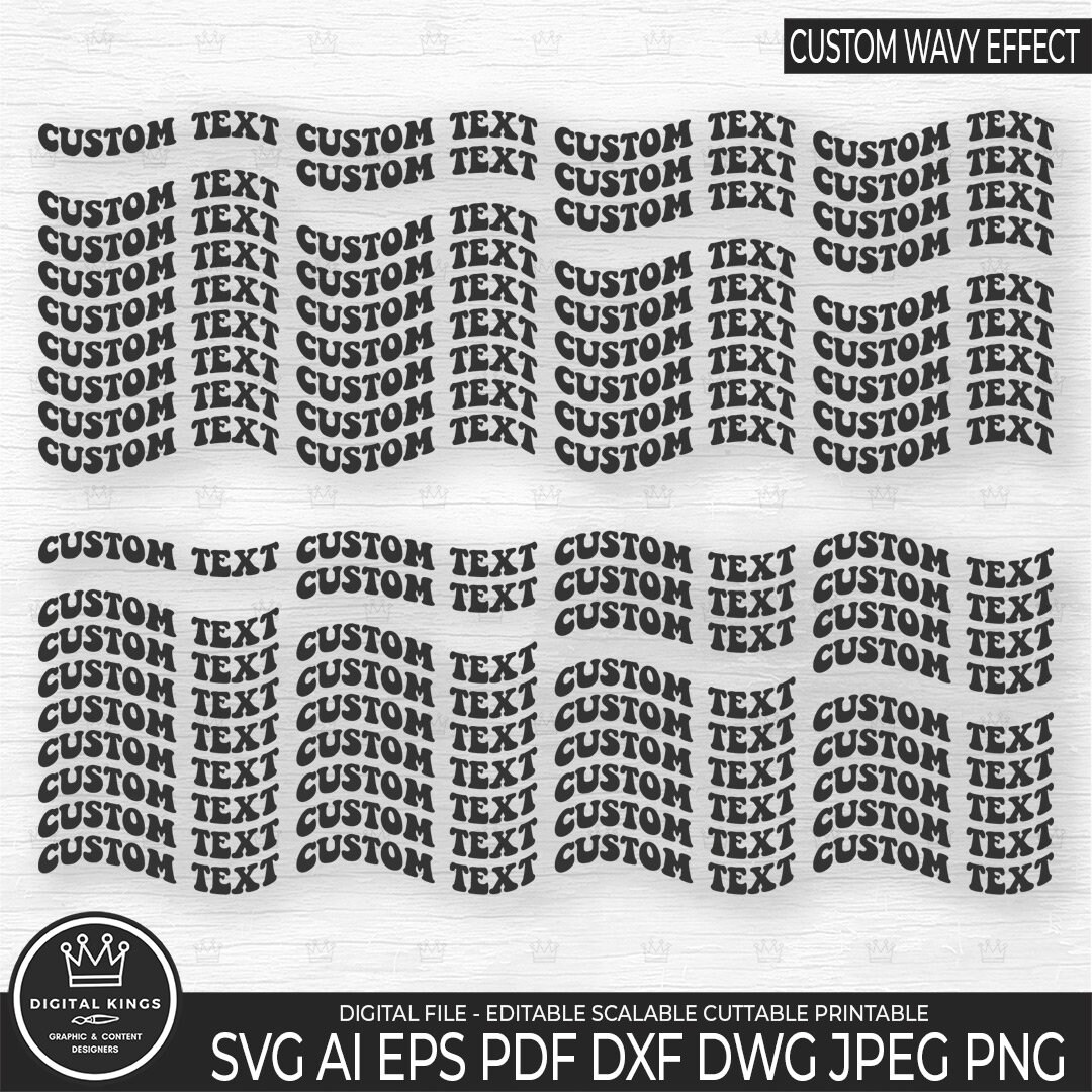 Custom Stacked Wavy Text SVG Custom Retro Wavy Text Png Custom Groovy ...