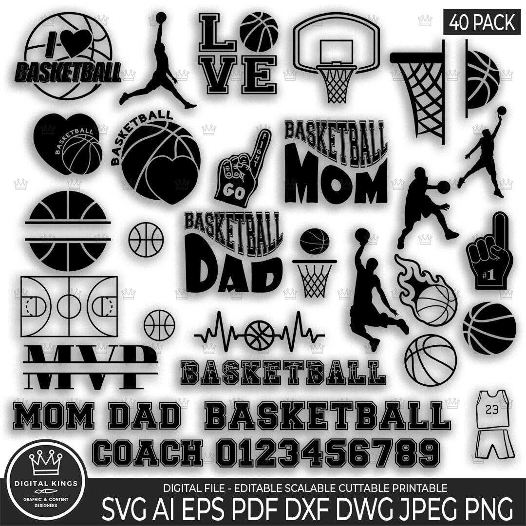 BASKETBALL SVG Bundle Basketball PNG Basketball Clipart Basketball Dxf ...