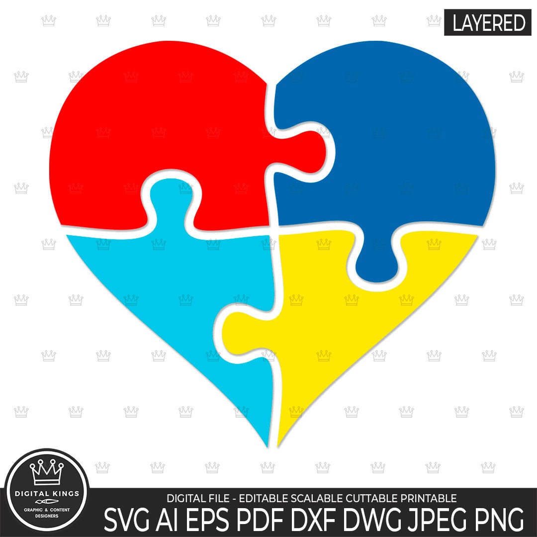 AUTISM HEART PUZZLE Svg, Autism Clipart, Autism Heart Pattern Png ...