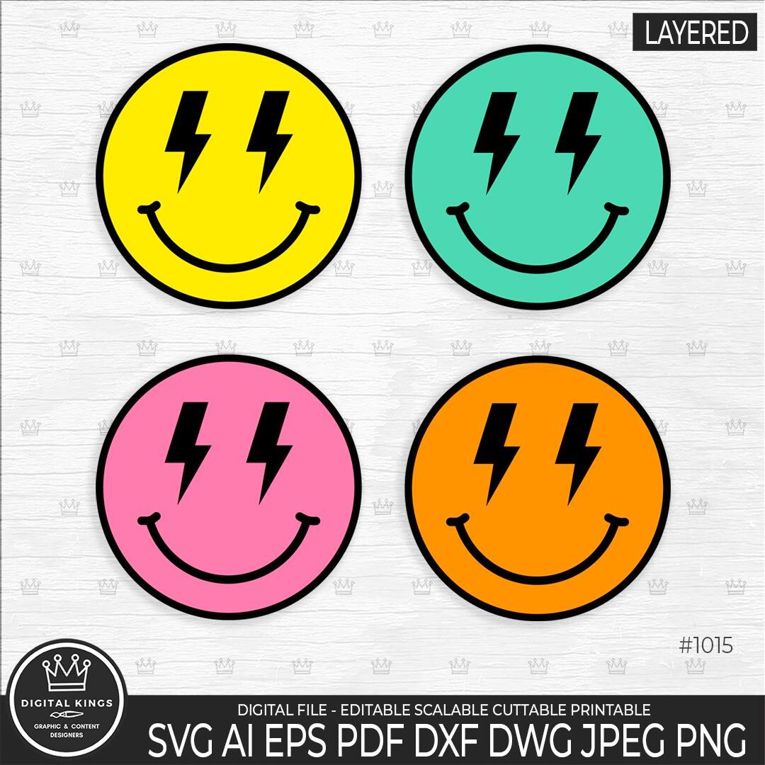 Lightening SMILE Svg Lightening Bolt Smile Svg Smiley Face Png Groove ...
