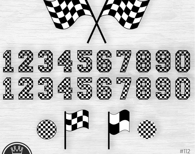 Checkered Numbers SVG. Cricut Cut Files. Silhouette. Racing Numbers Svg ...