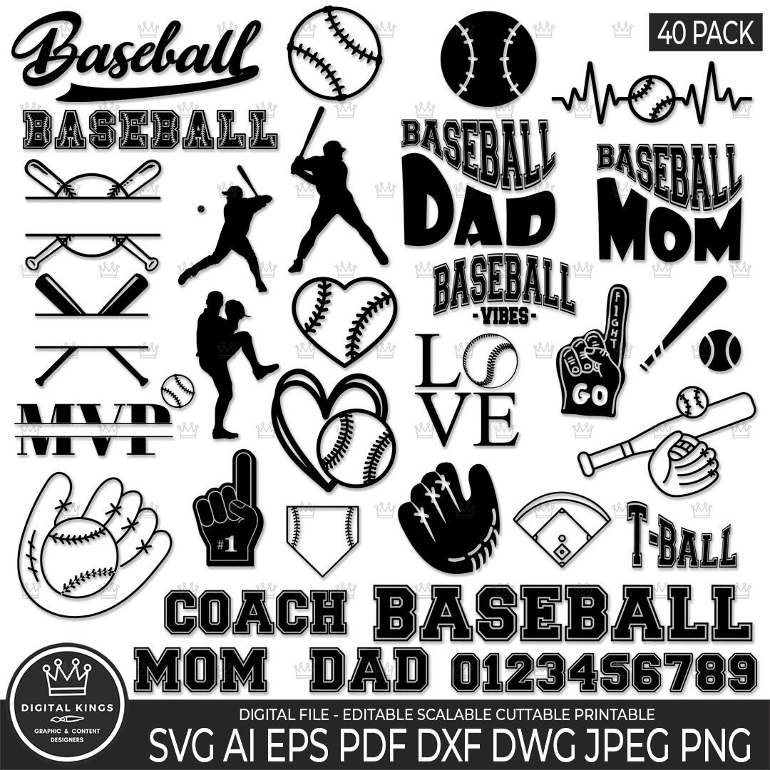 BASEBALL Bundle SVG Baseball Player Baseball Png Baseball Monogram Svg ...