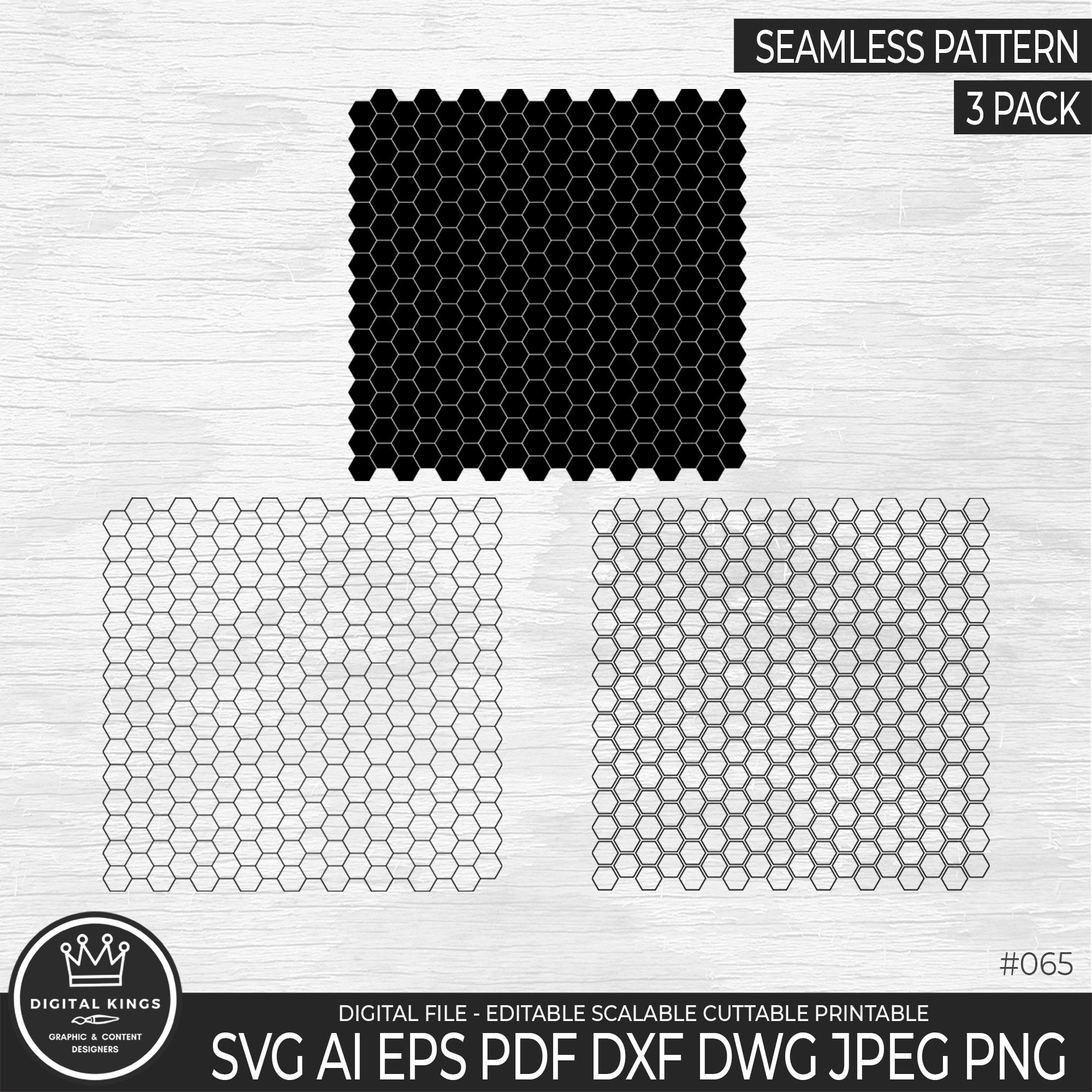 3 HONEYCOMB SEAMLESS Pattern Svg Bundle Honeycomb Vector File HEXAGON ...