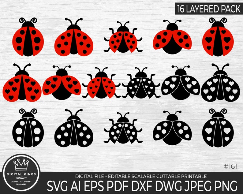 16 LADYBUG Layered Bundle Svg, Ladybug Svg, Ladybug Clipart T, Red ...