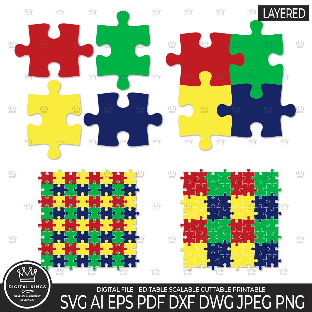 AUTISM PUZZLE Pieces Svg Bundle, Autism Puzzle Clipart, Autism Puzzle ...