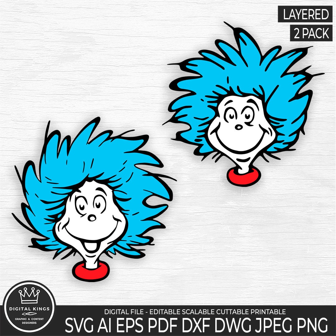 THING 1 Svg THING 2 Svg Layered Face Pack Thing 1 Thing 2 Png Thing Boy ...