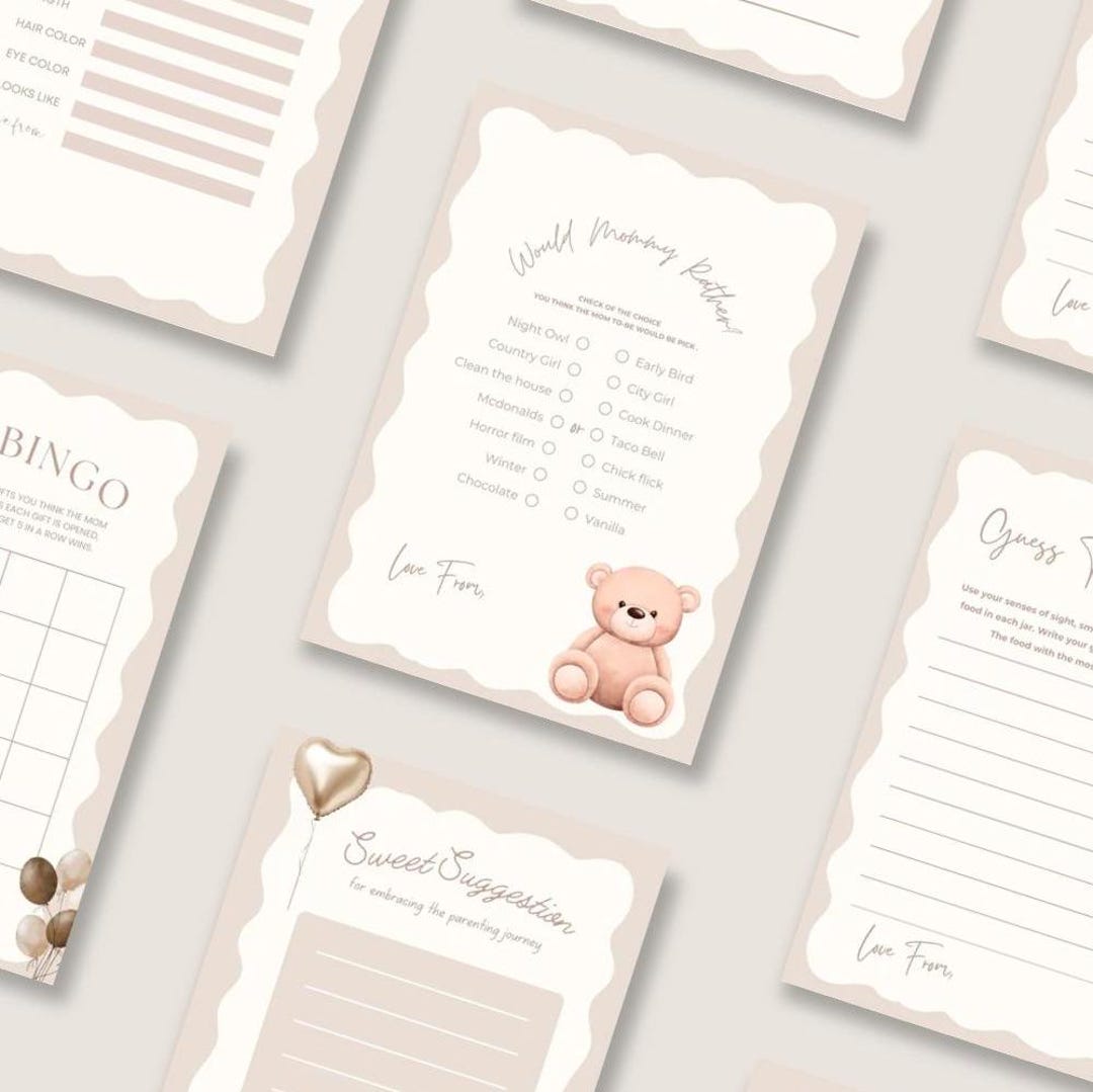 Editable Baby Shower Games Gender Neutral Template Editable DIY Wave ...