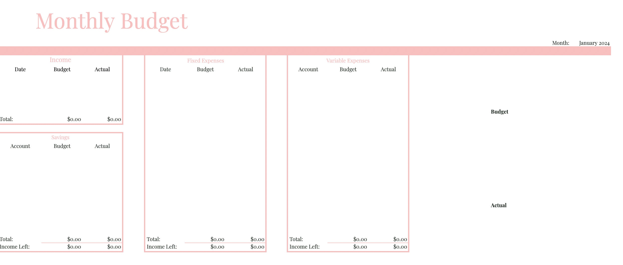 Pink Budget Template - Etsy