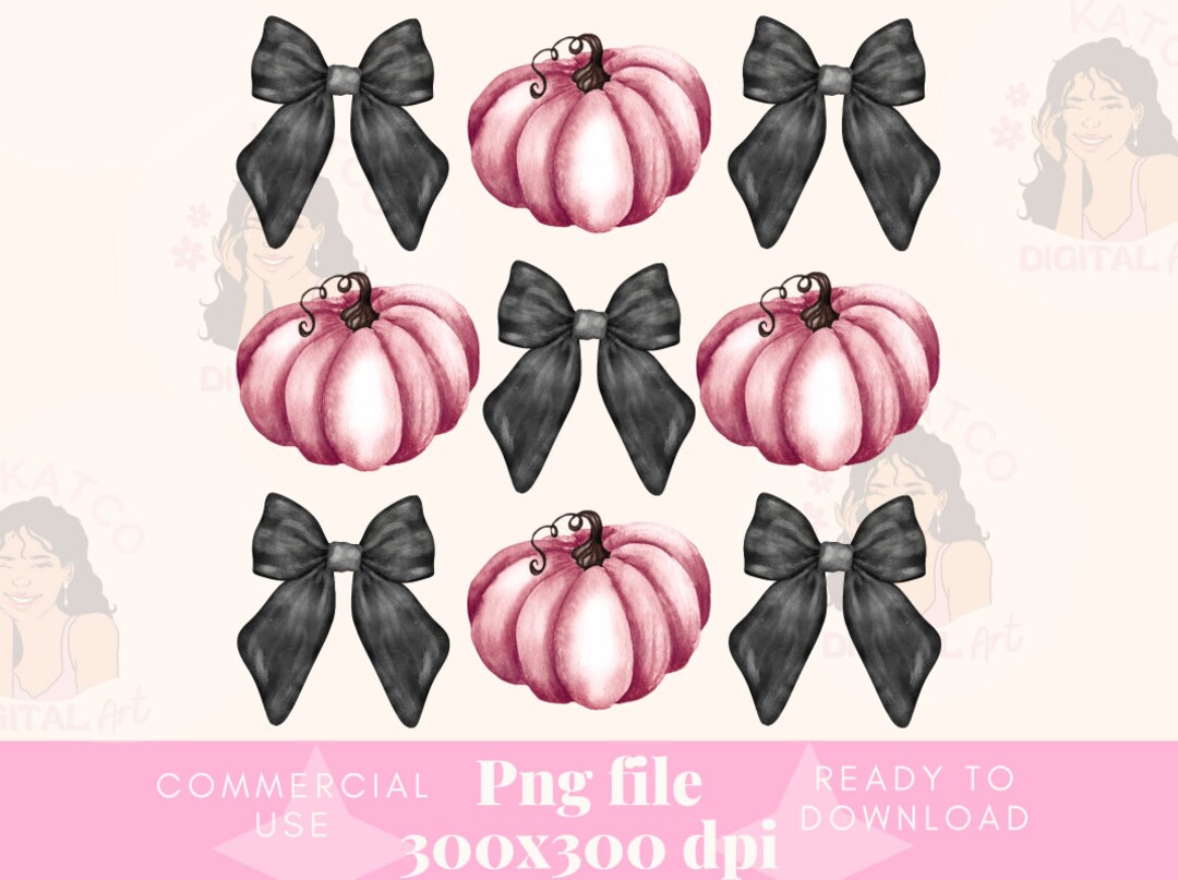 Pumpkin and Bows Png, Halloween Png,trendy Halloween Design,fall Png ...