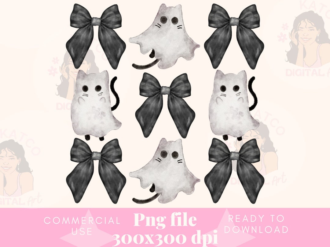 Ghost Cats and Bows Png, Halloween Png, Trendy Halloween Design,fall ...