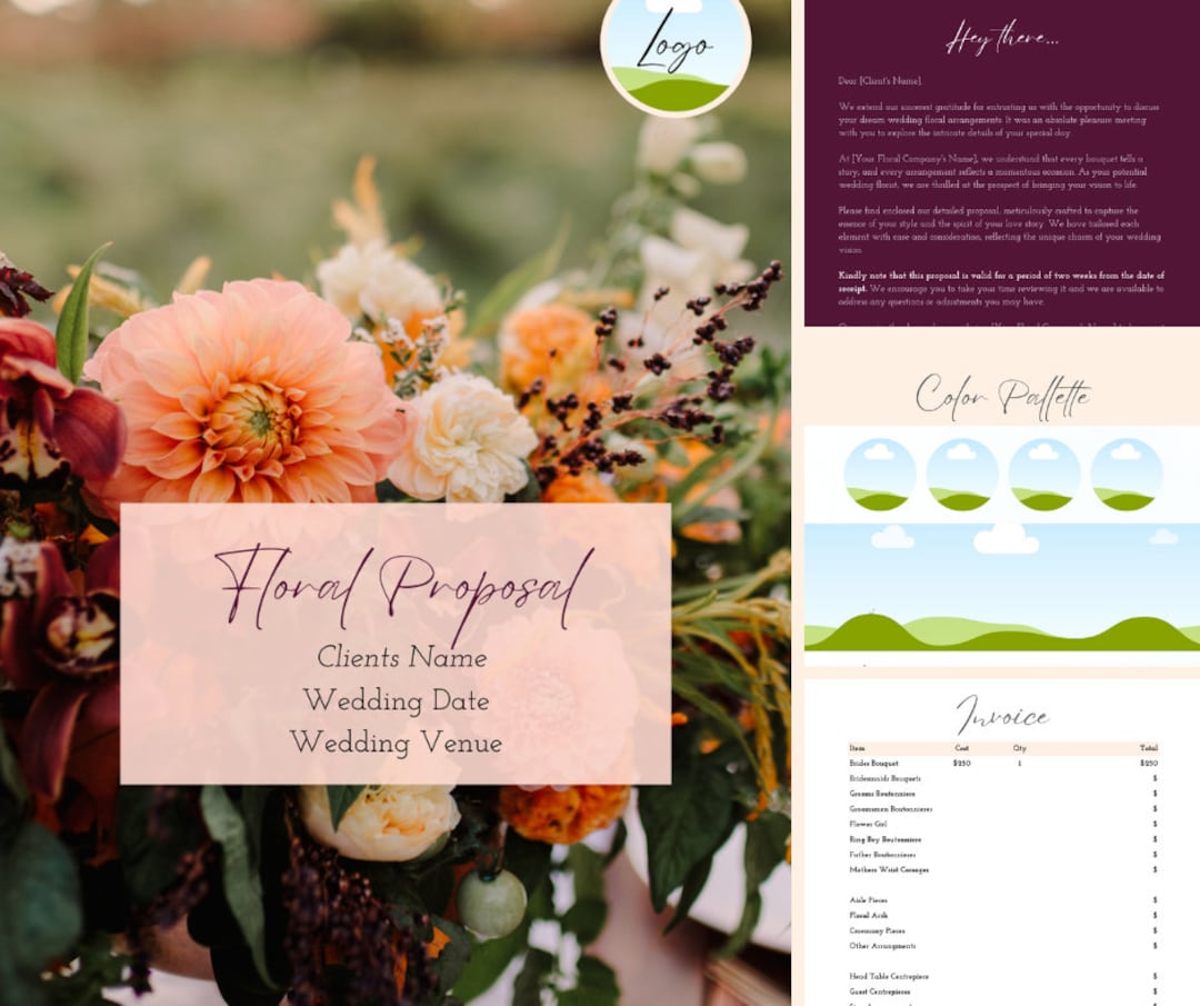 Florist Proposal Template | Wedding Floral Proposal | Canva Template | Wedding Florist - Etsy