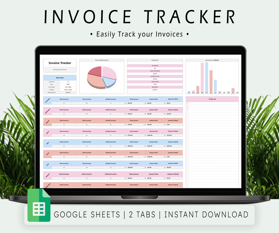Invoice Tracker Spreadsheet Template For Google Sheets Payment Manager Invoice Generator ...