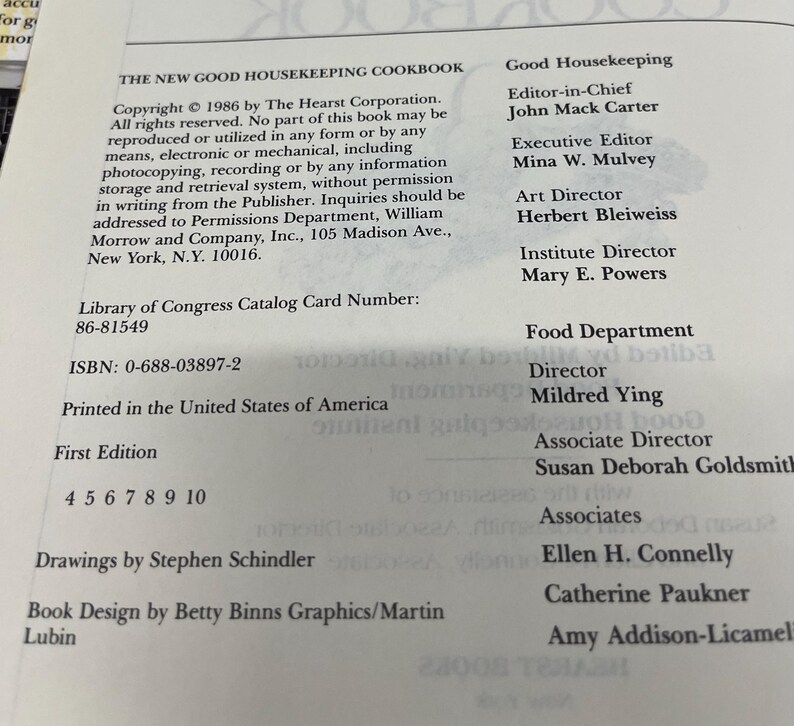 First Edition, the New Good Housekeeping Cookbook, C. 1986 - Etsy