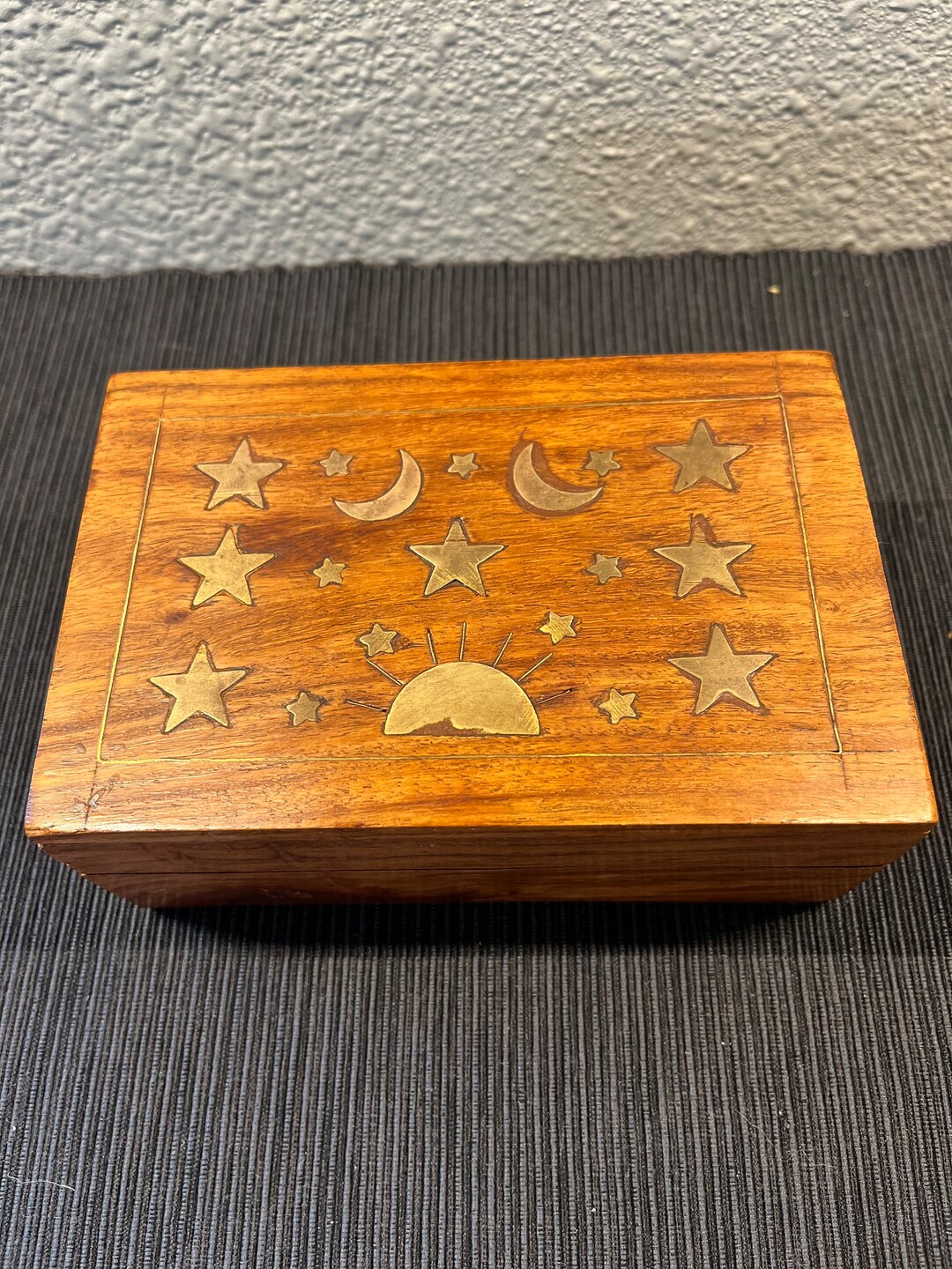 Wooden Keepsake Box With Celestial Brass Lid - Etsy