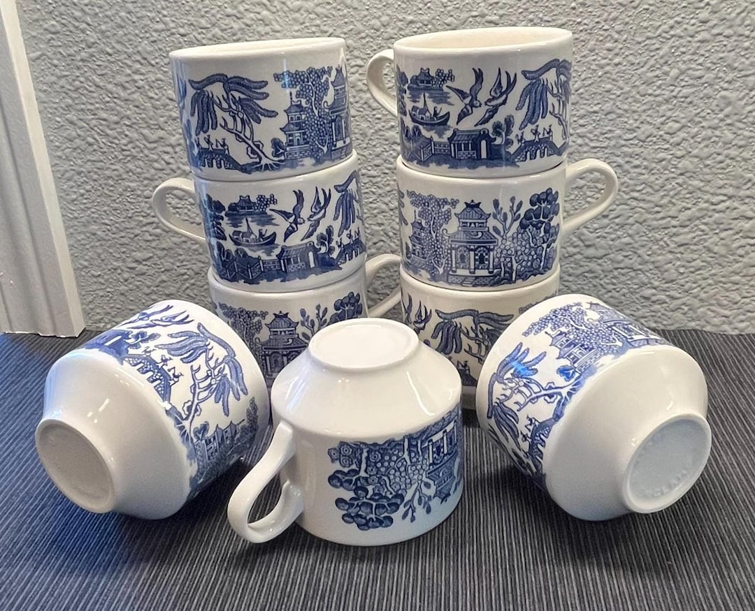 Churchill Blue Willow Pattern Mugs, Set of 9, Made in England - Etsy