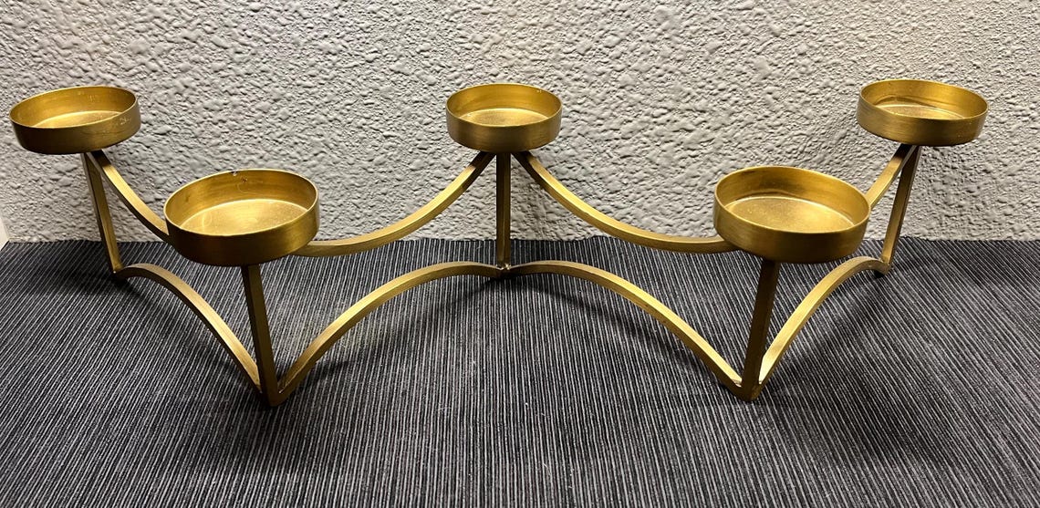 Glass Modern Brass Candelabra, 5 Tea Lights - Etsy