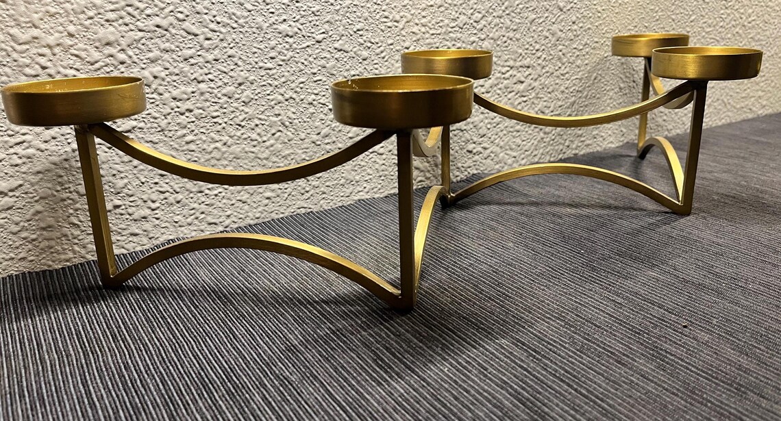 Glass Modern Brass Candelabra, 5 Tea Lights - Etsy
