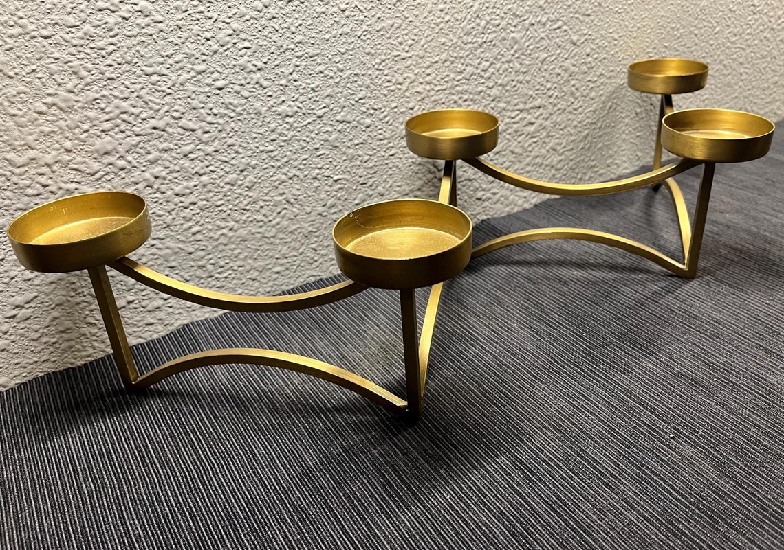 Glass Modern Brass Candelabra, 5 Tea Lights - Etsy