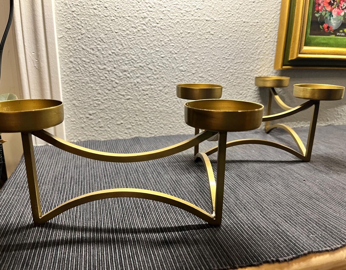 Glass Modern Brass Candelabra, 5 Tea Lights - Etsy