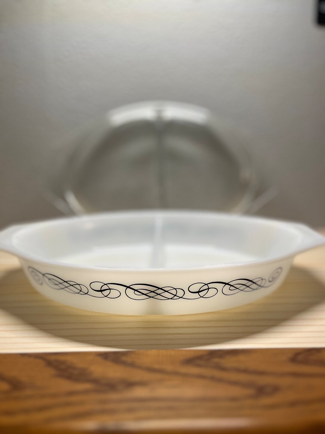 Pyrex Black Scroll Split Casserole Dish With Lid - Etsy