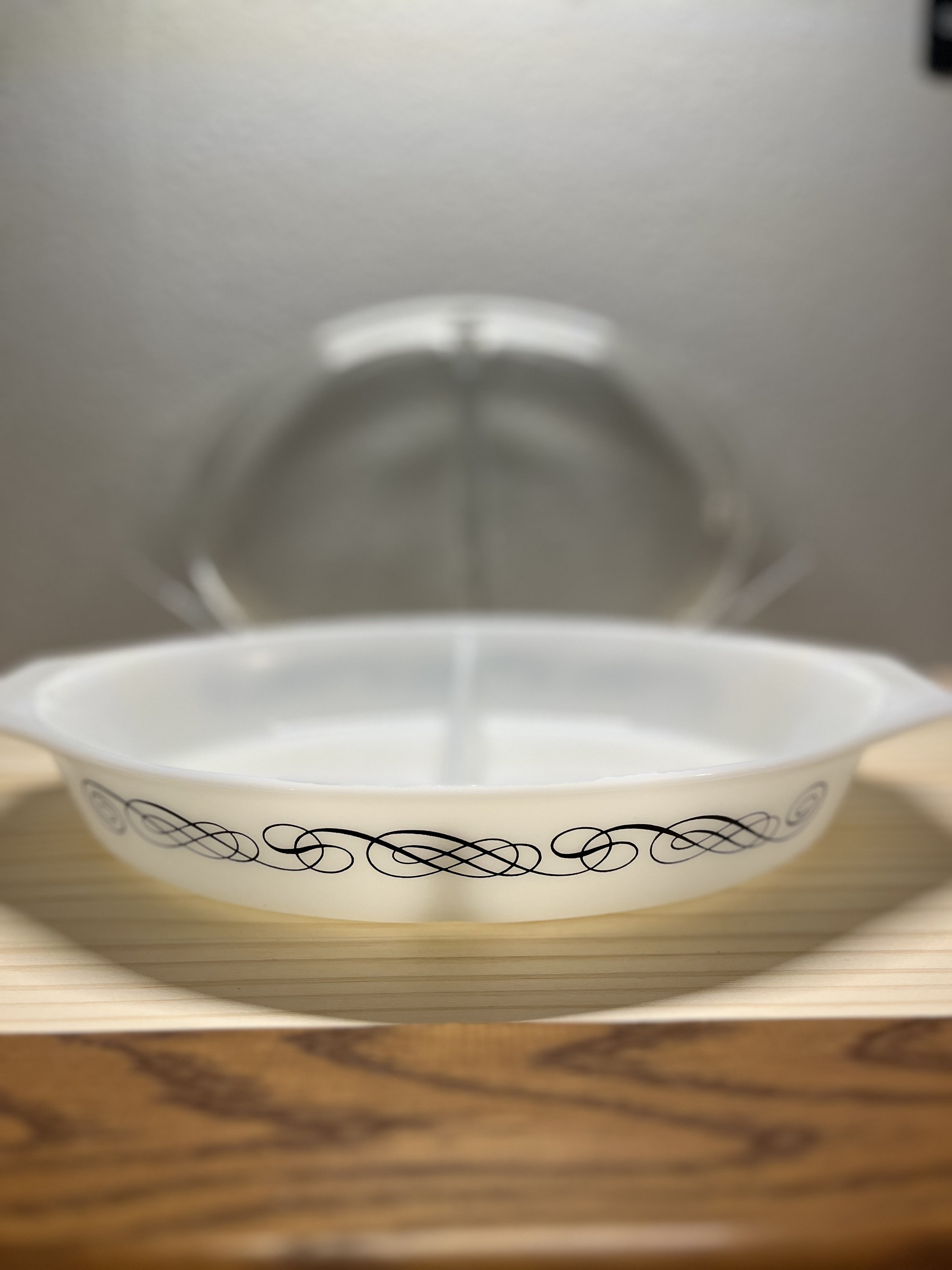 Pyrex Black Scroll Split Casserole Dish With Lid - Etsy