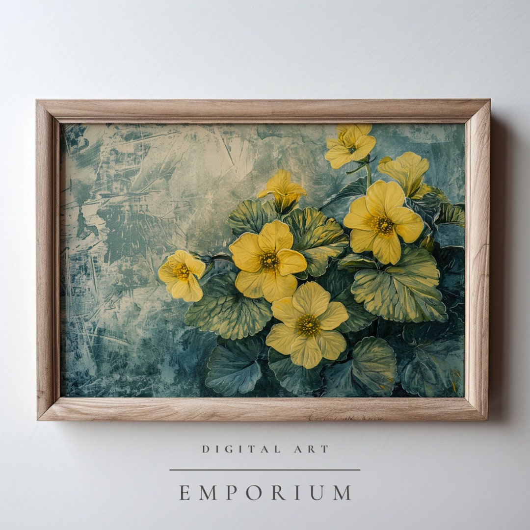 Modern Primrose Oil Painting / Neutral Toned Soft Floral Art /farmhouse ...