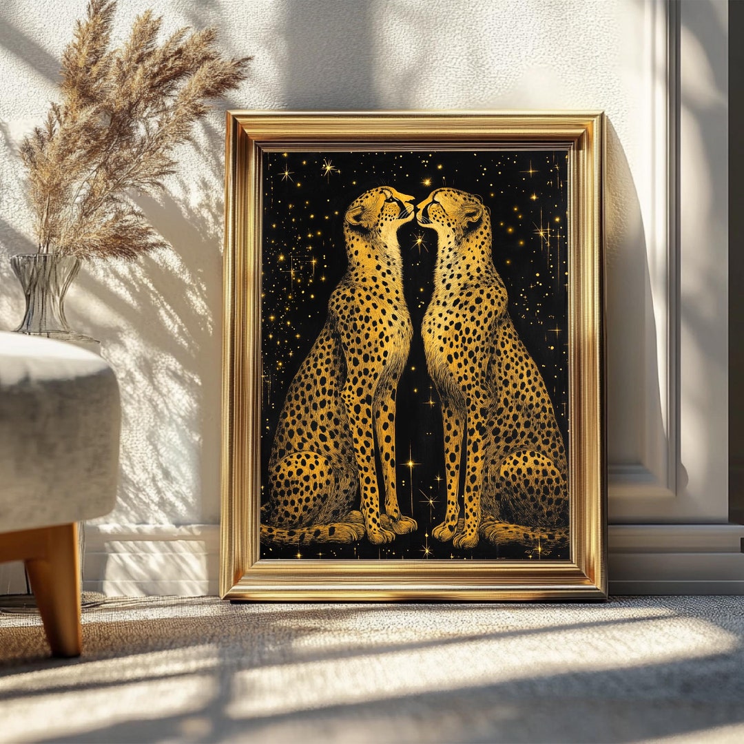 Cheetahs Art Print, Cheetahs Wall Art, Lovers Couple Art Poster ...