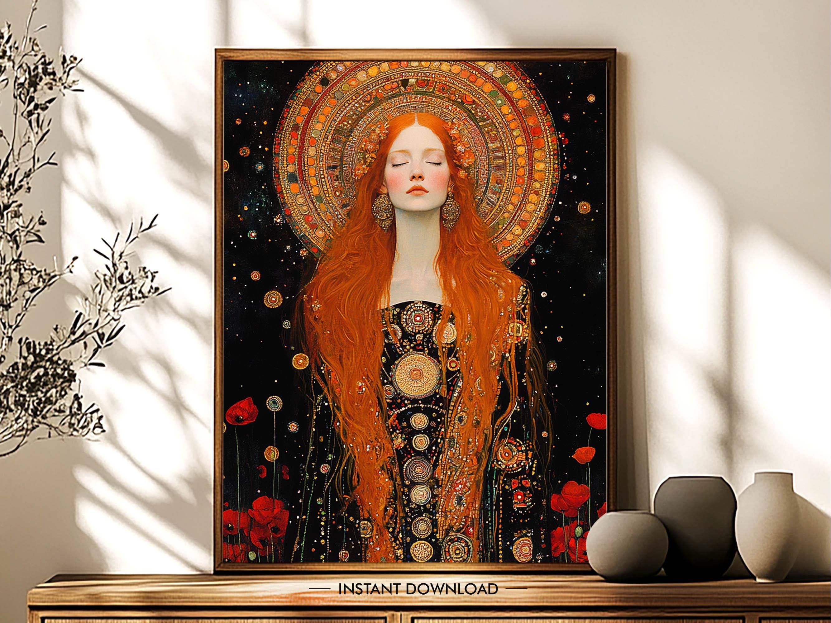 Goddess Freya PRINTABLE Poster, Klimt Inspired Norse Mythology Art ...