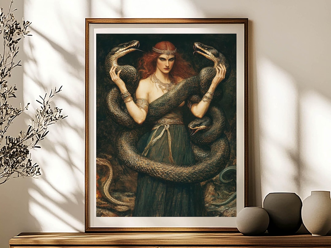 Lilith and Snakes Art Print, Divine Feminine Wall Decor, Mystical Snake ...