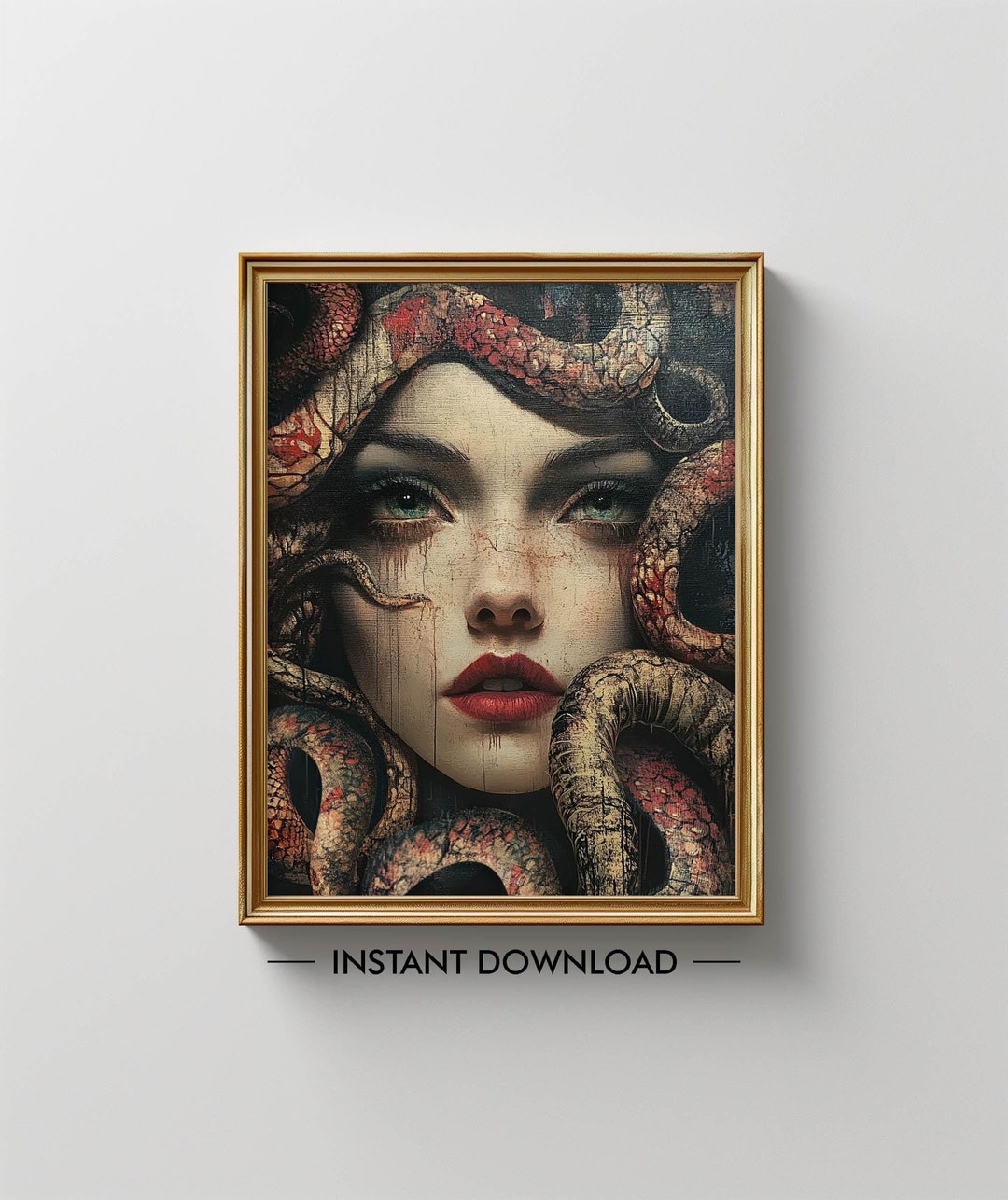 Medusa Painting Printable, Digital Download Artwork, Medusa Wall Art ...