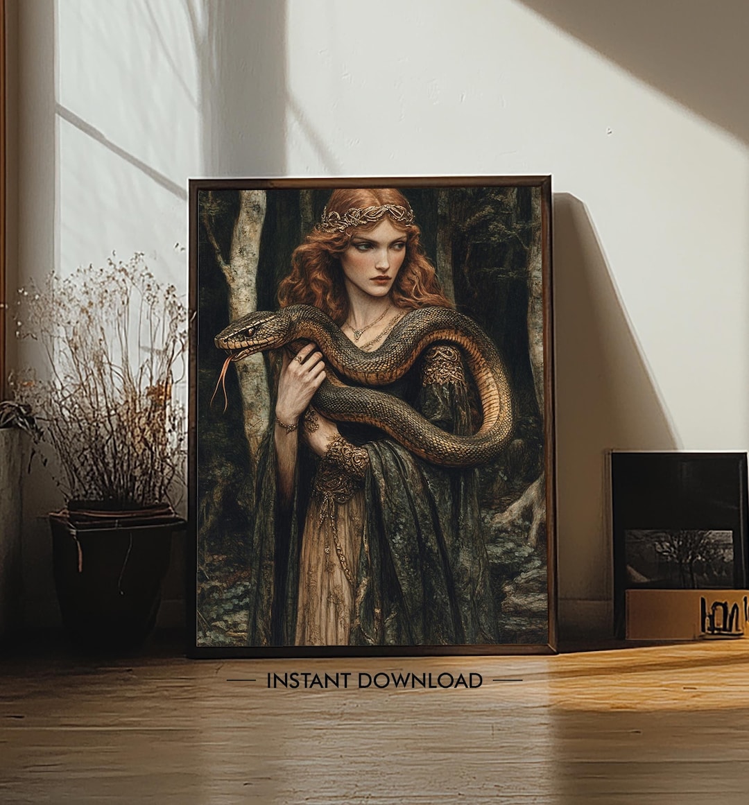 Lilith and the Serpent Wall Art PRINTABLE, Dark Art Print, Lilith ...