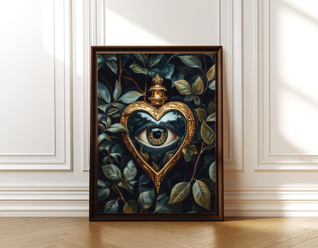 Evil Eye Sacred Heart Canvas Wall Art, Mystical Protection Canvas Print ...