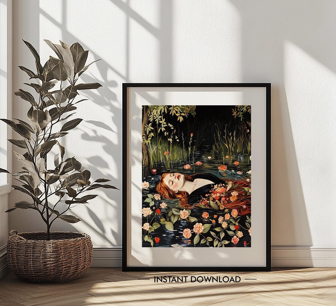 Ophelia Painting Printable, Digital Download Artwork, Ophelia Wall Art ...