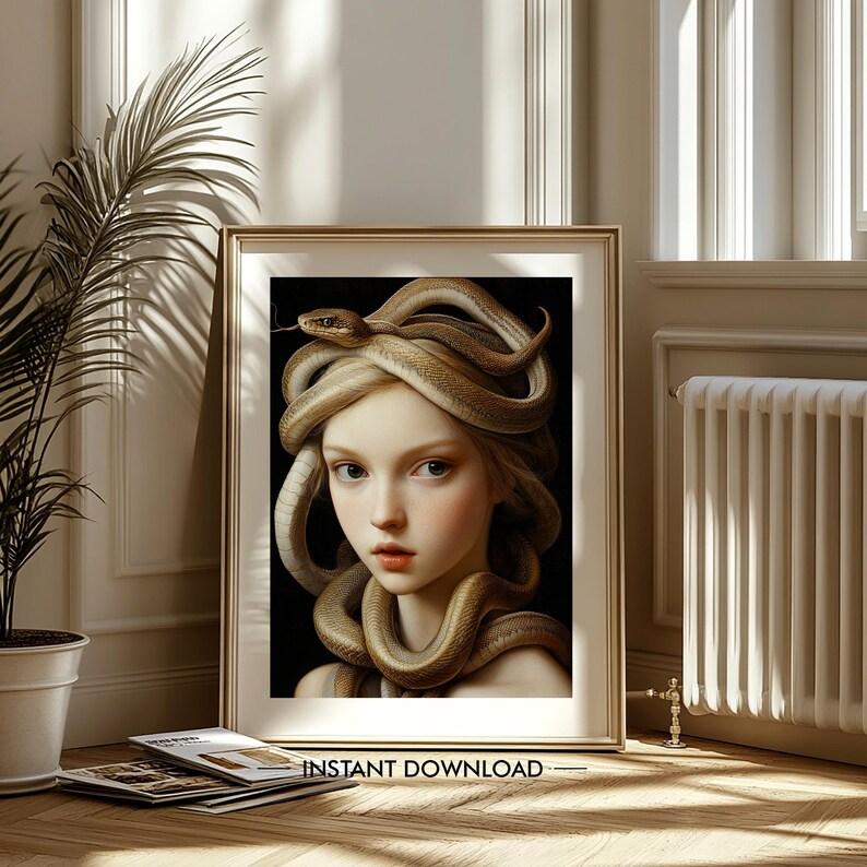 Medusa Painting Printable, Digital Download Artwork, Medusa Wall Art ...