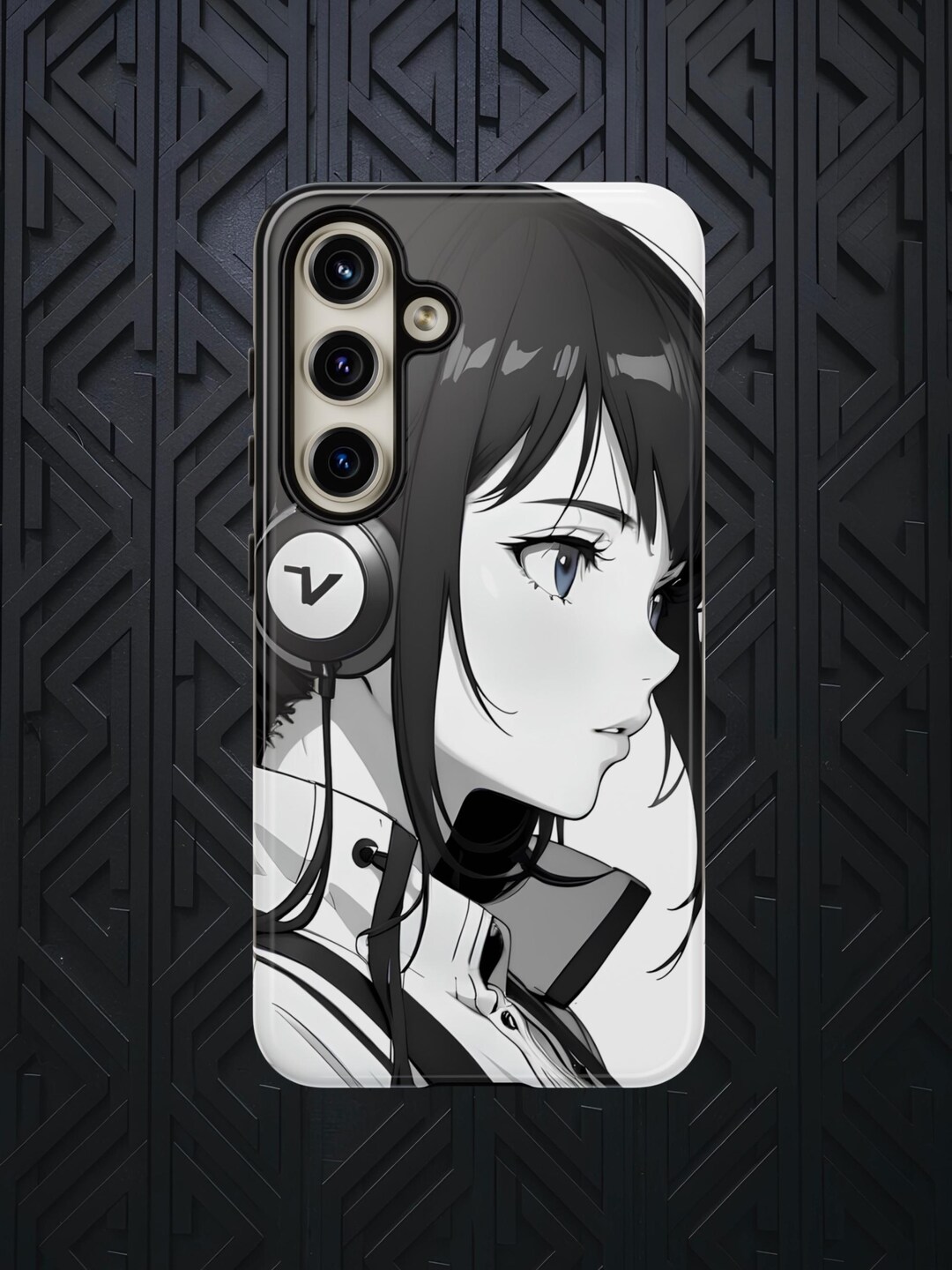 Lofi Anime Waifu Phone Case, Black and White, Samsung S 22 23 24 25 ...