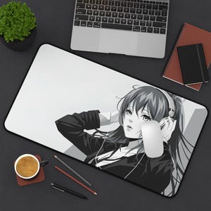 Large Anime Mousepad, Minimalistic Anime, Black and White Mousepad ...