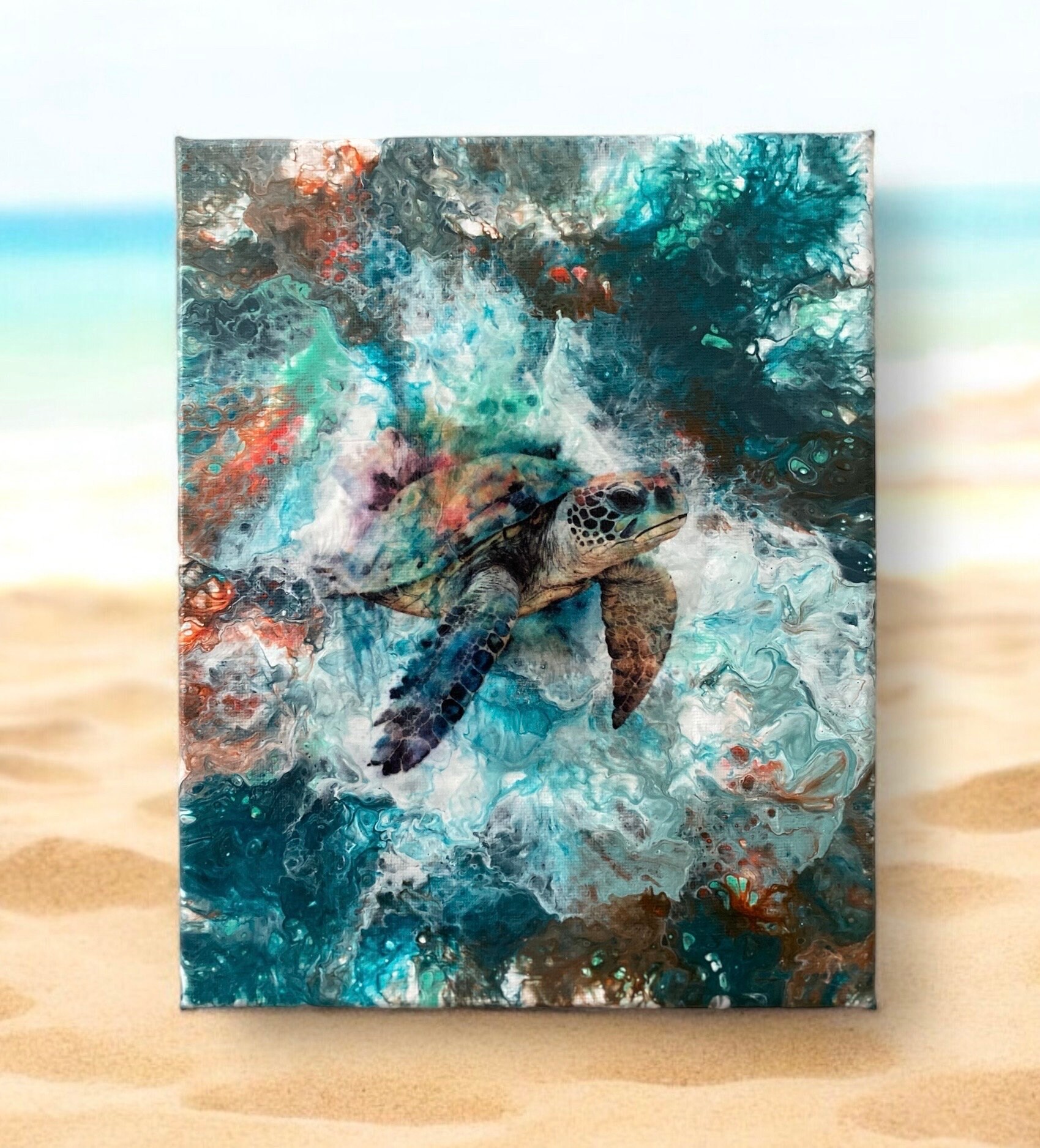 Turtle Among the Reefs - Etsy