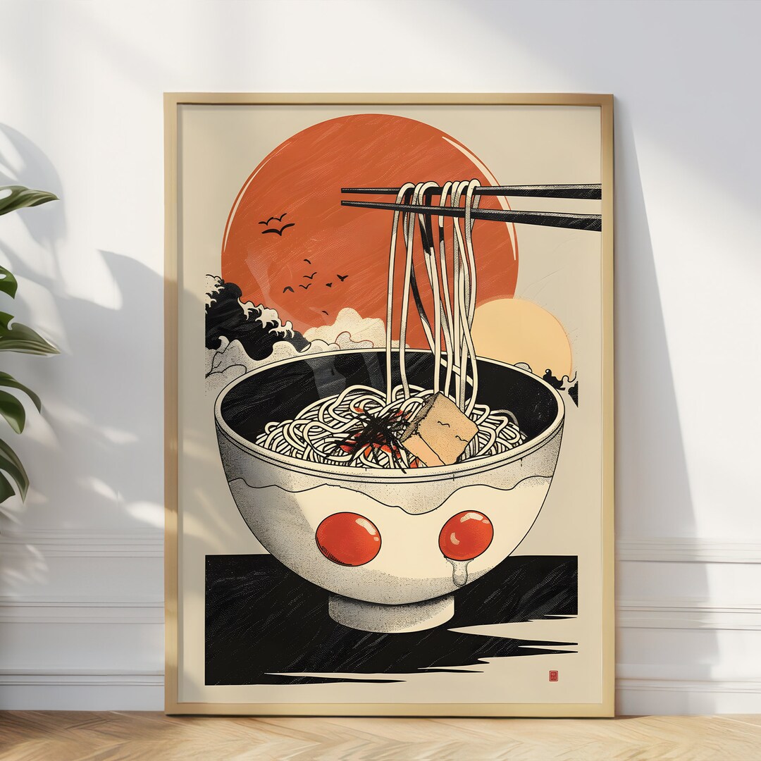 Ramen Food Poster, Japanese Vintage Asian Cuisine Decor, Kitchen and ...