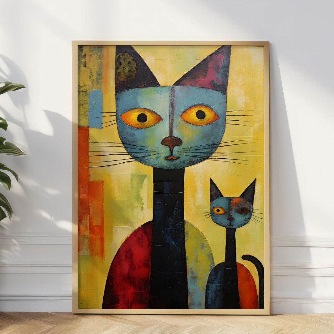 Salvador Dalí Abstract Surrealism Cat Art Print, Funny Cat Poster ...