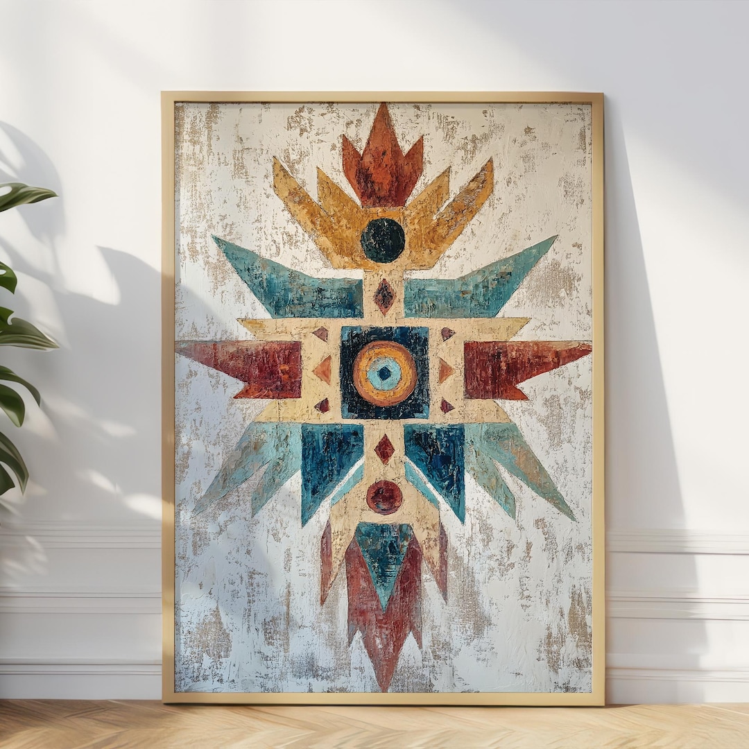 Vintage Native Americans Art Print, Colourful Ethnic Wall Art Decor ...