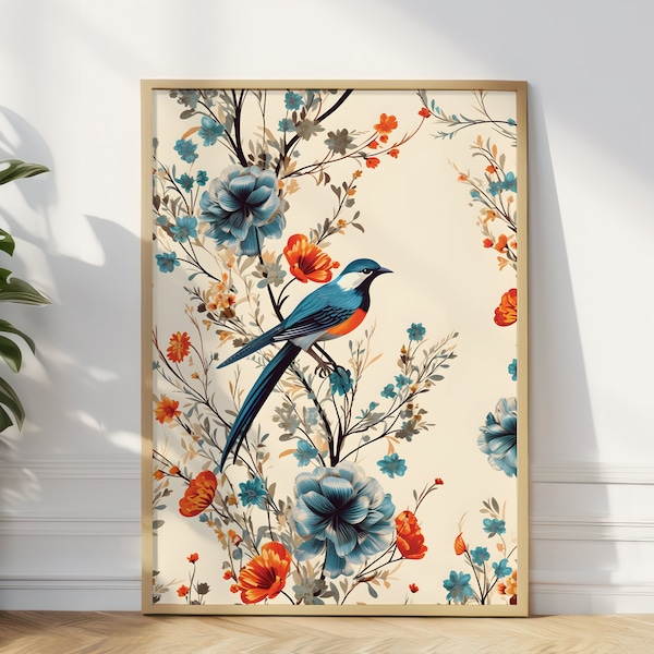 Bird and Flower Art - Etsy