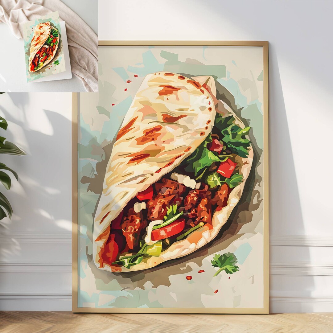 Turkish Kebab Food Poster, Perfect Kitchen Wall Art, Foodie Birthday ...