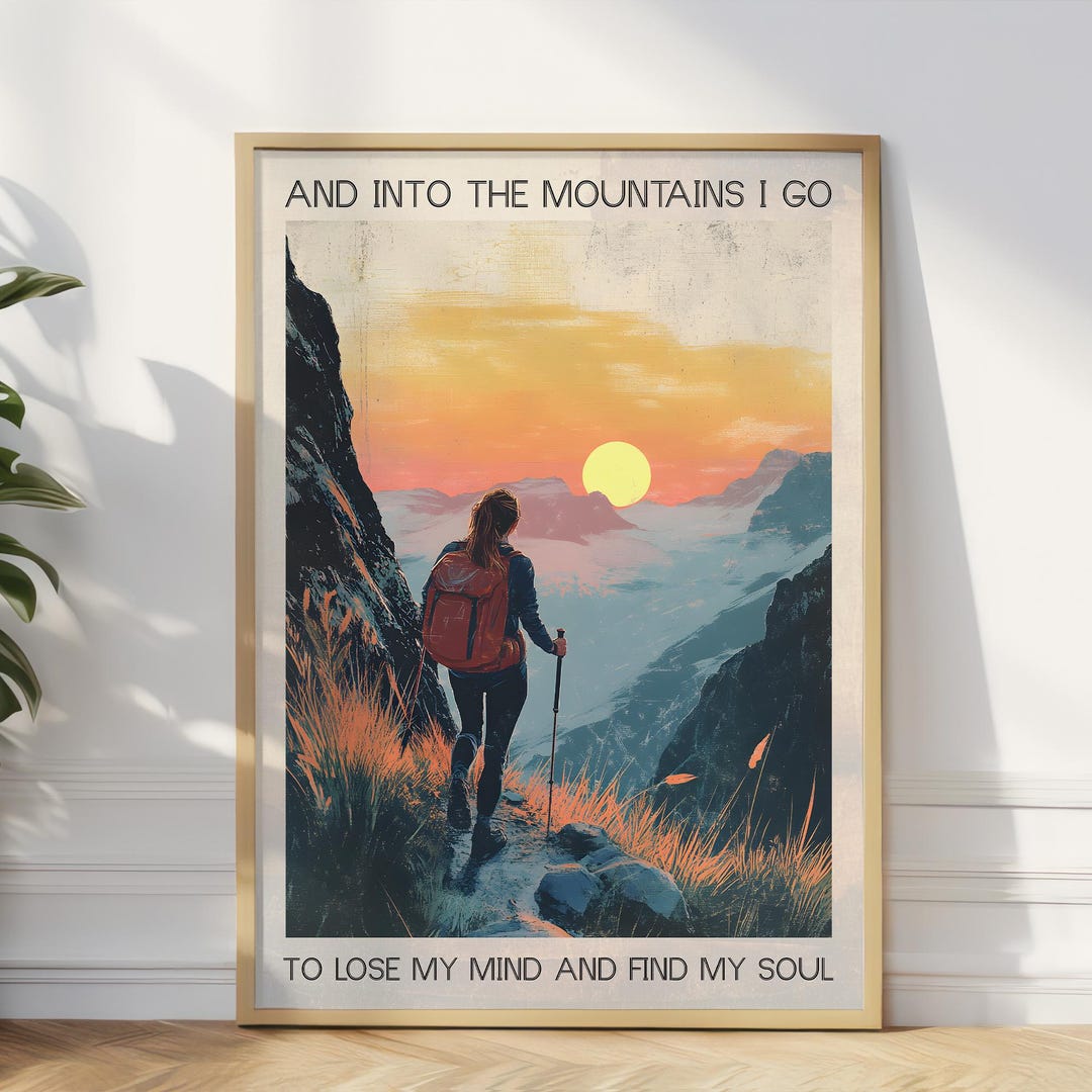 Mountain Hiking Poster: Vintage Mountain Travel Art Print - Etsy